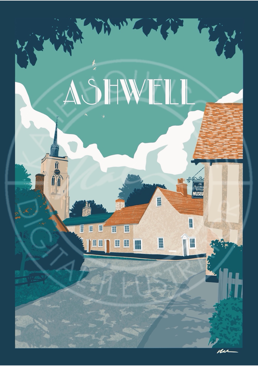Ashwell Travel Print Design – Katie Hounsome Illustrator